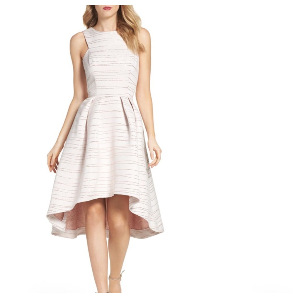 Shoshanna Coraline Fit & Flare Dress Hi Low Pink - Gem